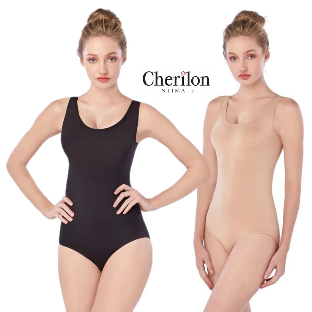 Cherilon บอดี้สูท เชอรีล่อน ไร้ตะเข็บ แขนกุด สีเนื้อ สีดำ ผ้านุ่ม กระชับแนบผิว Mix&Match กับชุด ...