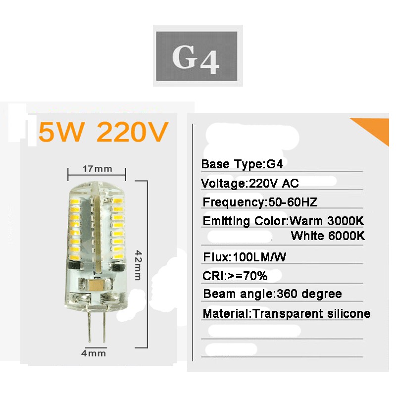 หลอดไฟสปอตไลท์ Led G4 G9 GU5.3 AC 220V AC DC 12V 1W 2W 3W 4W 5W 7W ความ ...