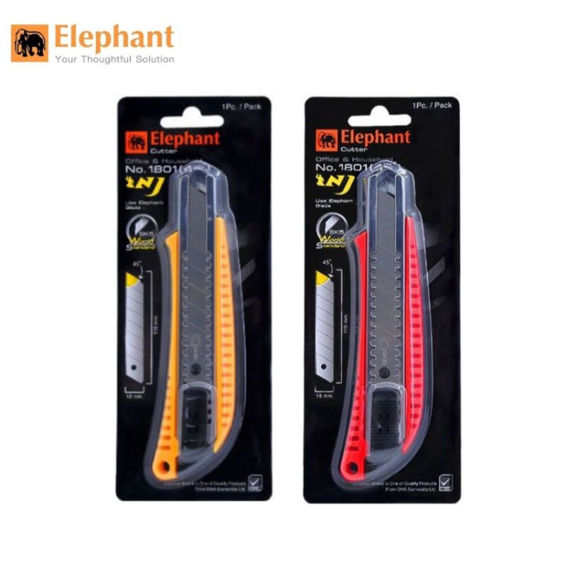 มีดคัตเตอร์ ตราช้าง Elephant Cutter No.1801 (45°) ขนาด 18 มม. (คละสี ...