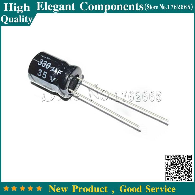100PCS 330UF 35V 35V 330UF Electrolytic Capacitor Size 10*13mm 35 V ...