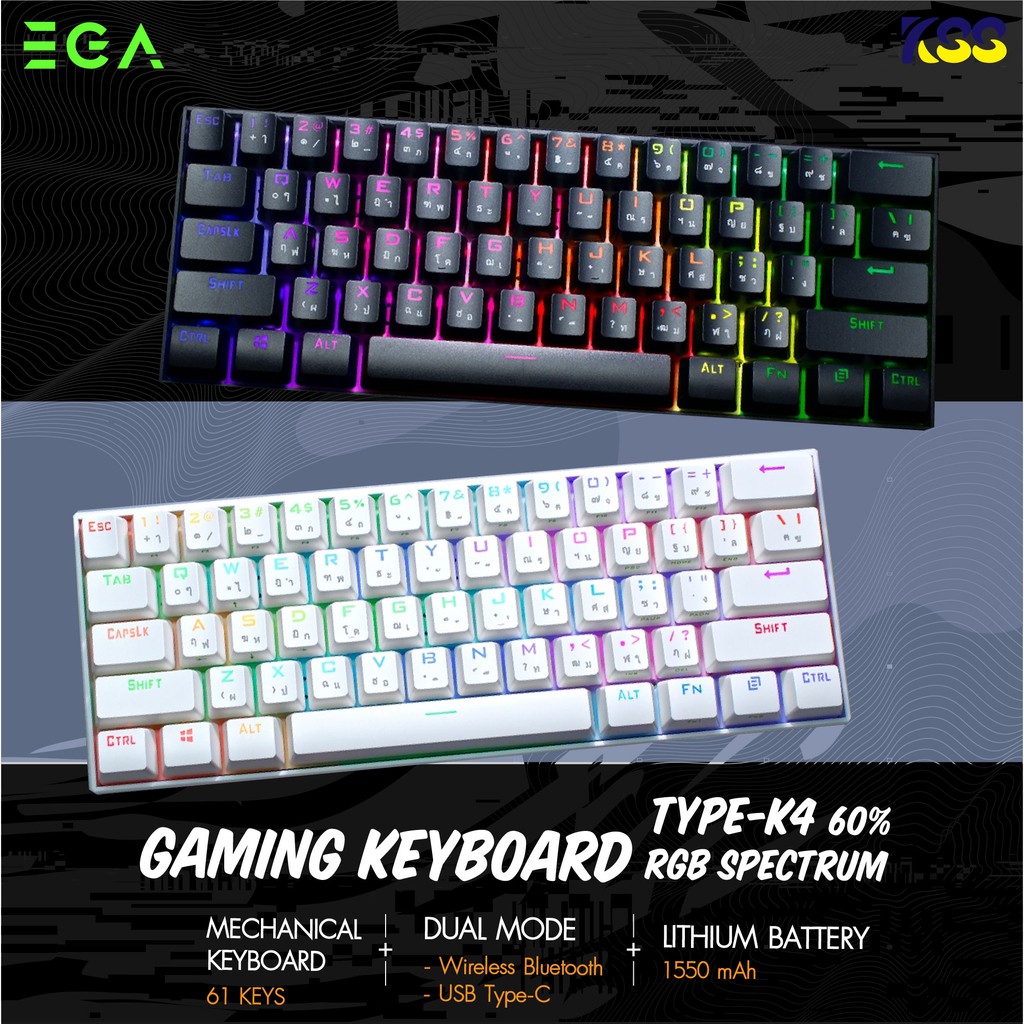 EGA TYPE-K4 TKL Mechanical Gaming Keyboard Wireless 60%คีย์บอร์ดเกมมิ่ง ...