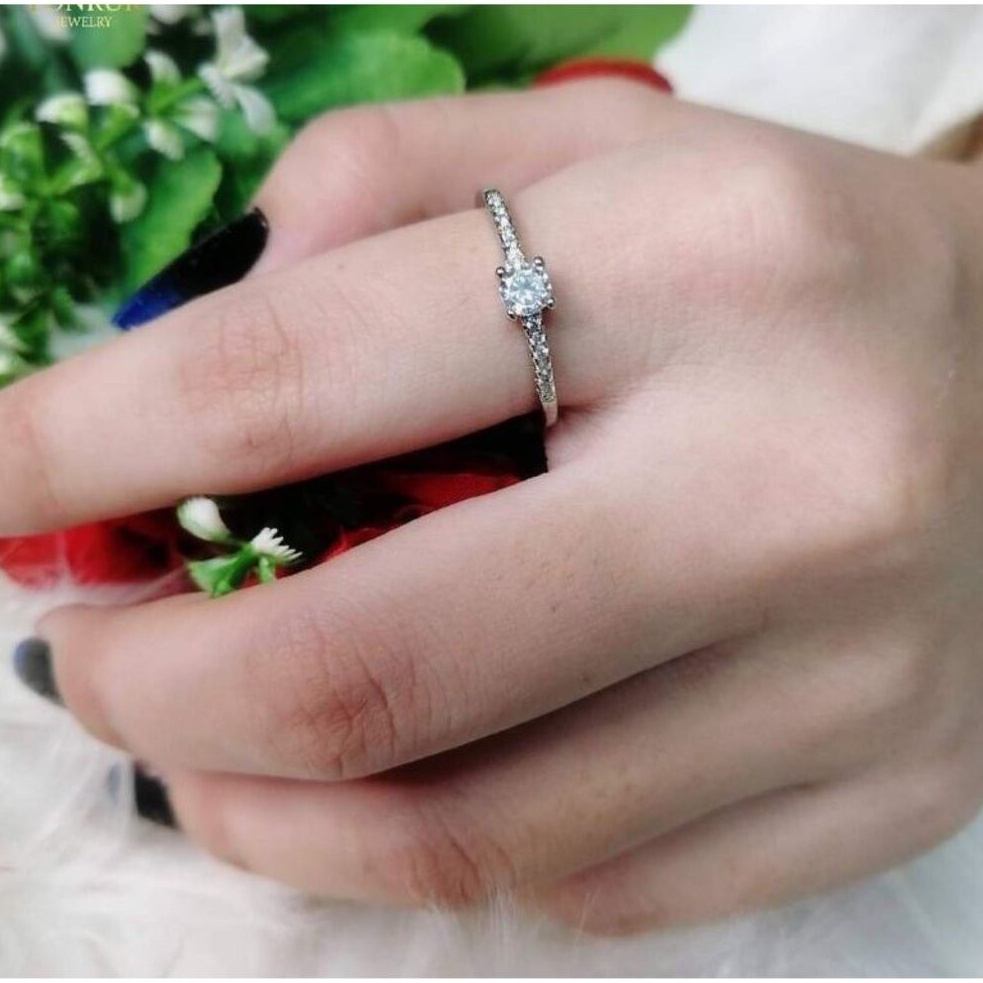 แหวน Minichu (เงินแท้เคลือบทองคำขาว) | Shopee Thailand