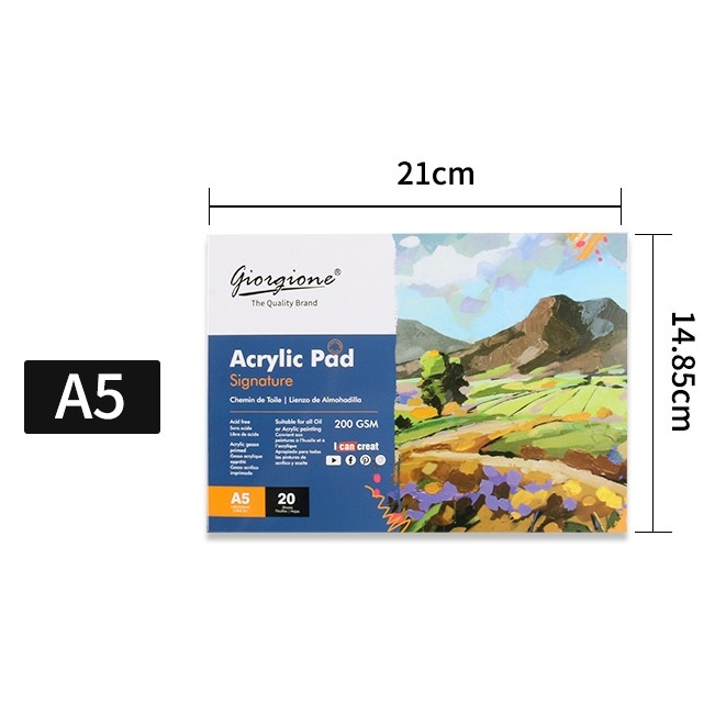 A3/A4/A5 Premium Acrylic Pad 20 Sheets Painting Drawing Pad with Thick ...