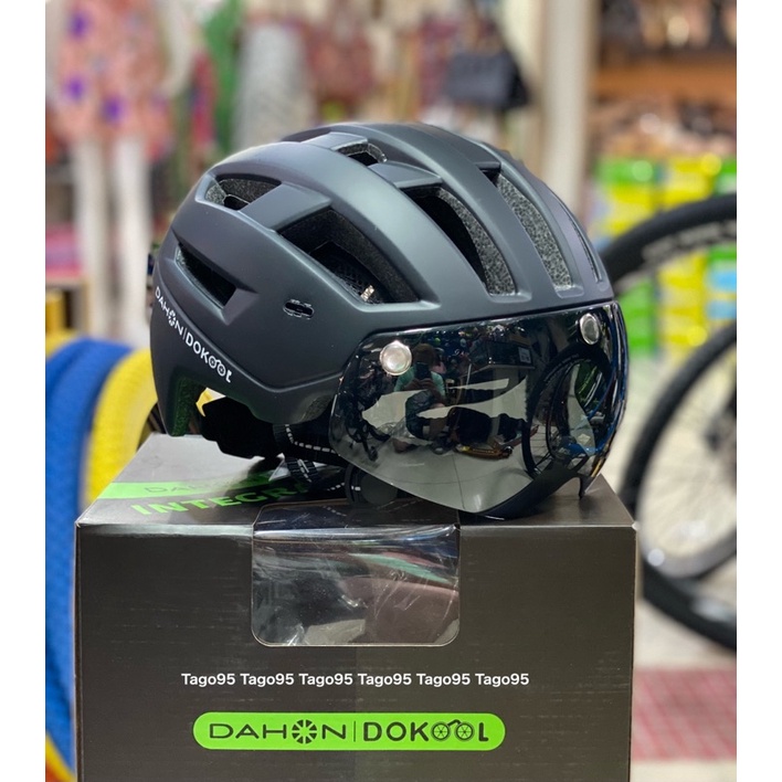 หมวกกันน็อค Dahon Integrated Helmet มีแว่นแม่กันแดดแม่เหล็ก ไฟท้ายUSB ...
