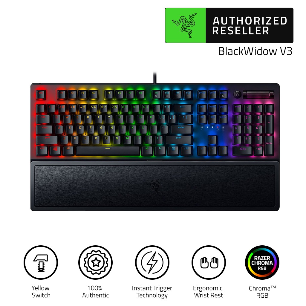 Razer BlackWidow V3 Mechanical Gaming Keyboard Chroma RGB Doubleshot ...