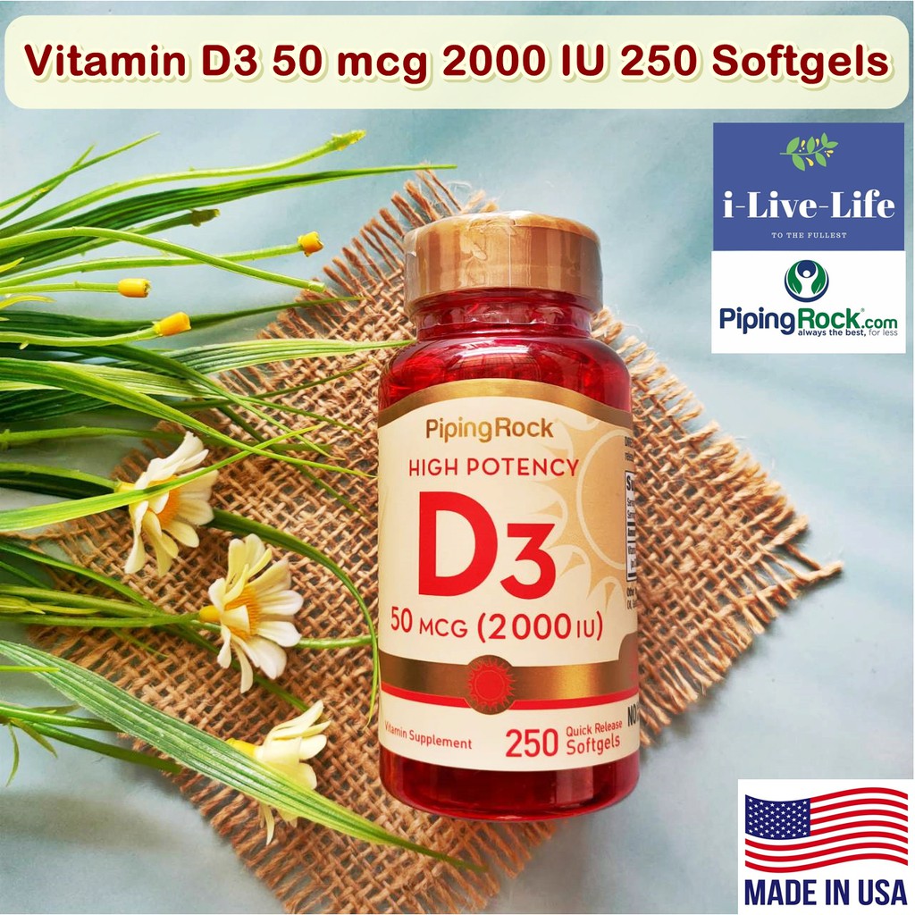 วิตามินดี 3 High Potency Vitamin D3 : 50 mcg 2000 IU 250 Softgels ...