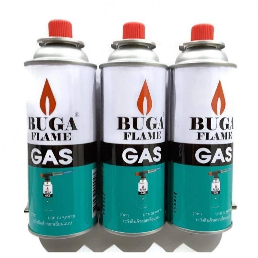 BUGA FLAME GAS แก๊สกระป๋องใหญ่ 375ml (แพ็ค 3 กระป๋องใหญ่) ใช้เบร์นอาหาร ...