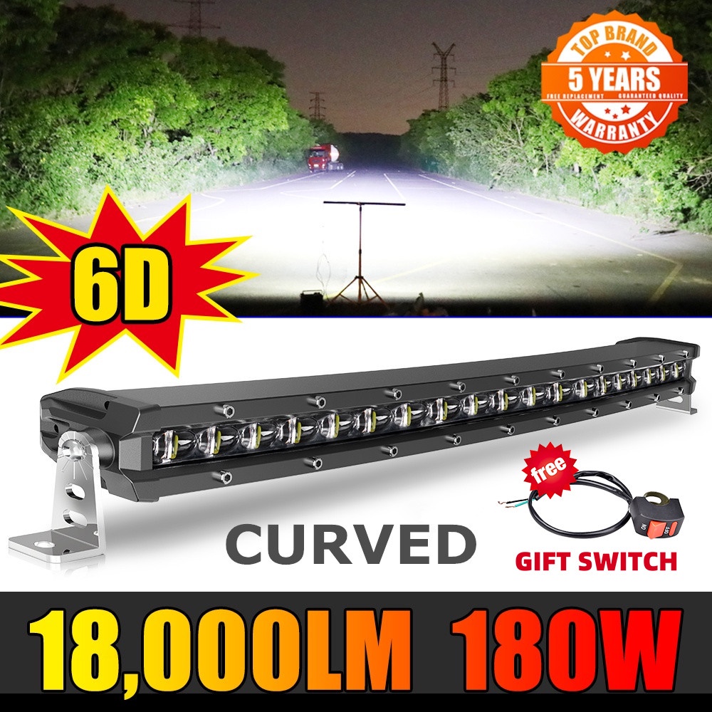MGLLIGHT บาร์ไฟ LED 6D แถวเดียว สว่างมาก 20 26 32 38 44 50 นิ้ว สําหรับรถยนต์ รถออฟโร้ด UAZ 4x4 ...