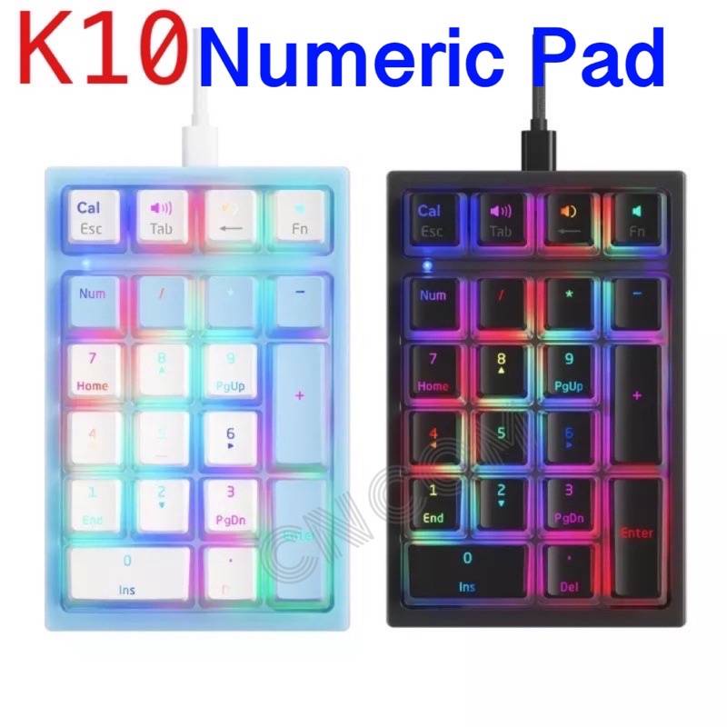 K10 Mechanical Numeric Keypad Wired Mini Numpad LED Backlit Keyboard ...