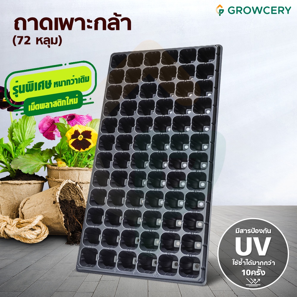 [G] ถาดเพาะกล้า ถาดหลุม ถาดเพาะ จำนวน 72 หลุม (หนา 0.7 มม.) **สั่งขั้นต่ำ 2 ใบ** โดย GROWCERY ...