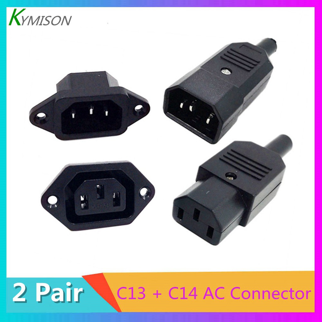 1 คู่/4 ชิ้น IEC 320 C13 C14 AC Inlet ปลั๊กไฟซ็อกเก็ต 250V 10A Rewirable 3 ขาไฟฟ้าชายหญิง ...