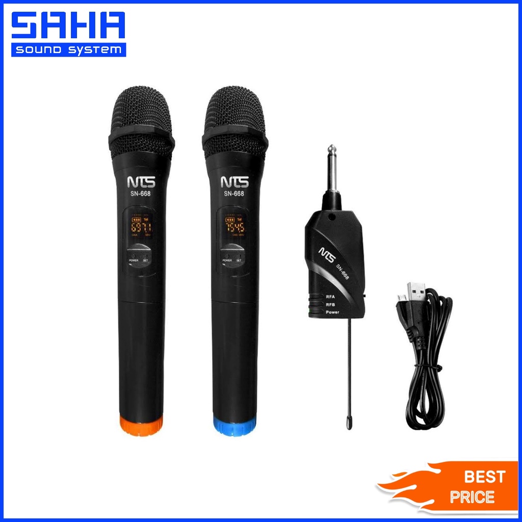NTS SN-668 ไมโครโฟนไร้สาย ถือคู่ UHF ความถี่ใหม่ กสทช. (Receiver แบบชาร์จได้) sahasound - สหซาว ...