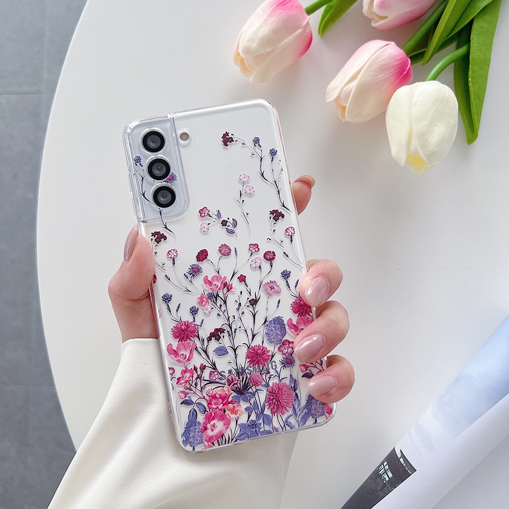 เคสโทรศัพท์มือถือแบบนิ่ม ใส ลายดอกไม้ สําหรับ Samsung Galaxy A05 A05S A14 A15 A23 A25 A34 A54 ...