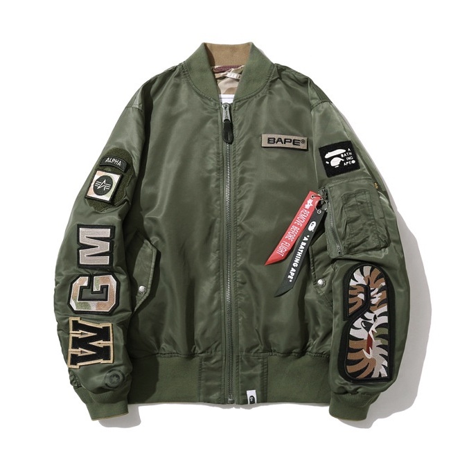 สวย ขายดี BAPE X ALPHA INDUSTRIES REVERSIBLE MA-1 jacket | Shopee Thailand
