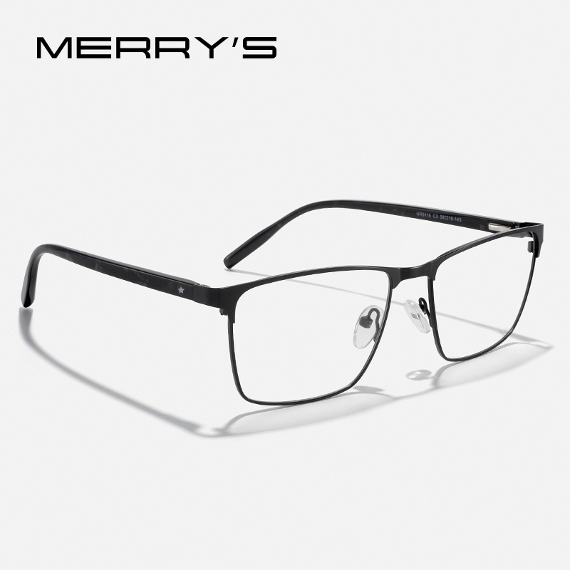 Merrys Design Men Square Titanium Alloy Glasses Frame Women Acetate