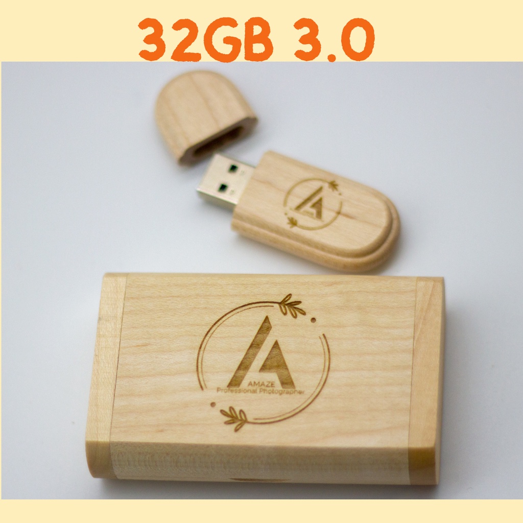แฟลชไดรฟ์ไม้เมเปิล พร้อมกล่อง ฟรีเลเซอร์โลโก้ (Maple USB Stick Bearing ...
