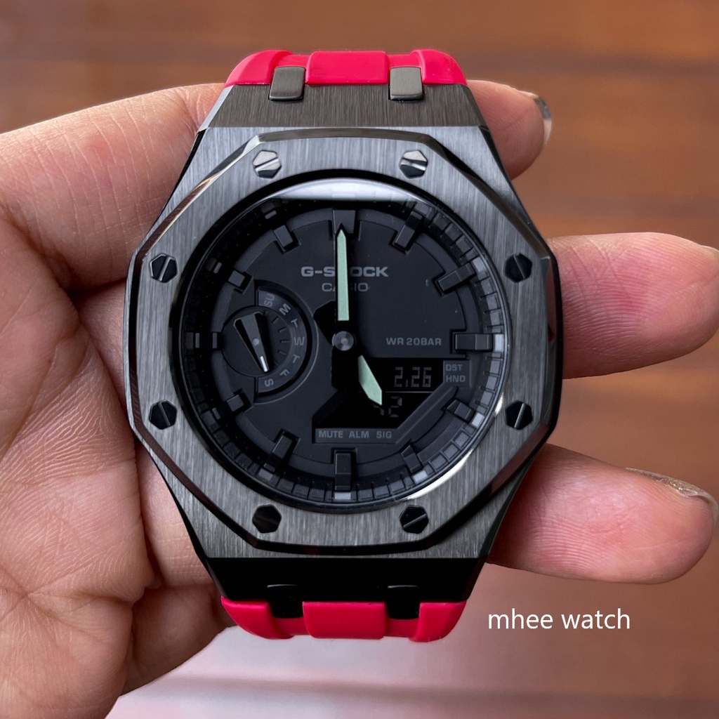 G-Shock AP Casioak Mod Black Red Rubber Sport Luxury (Gen3) | Shopee ...