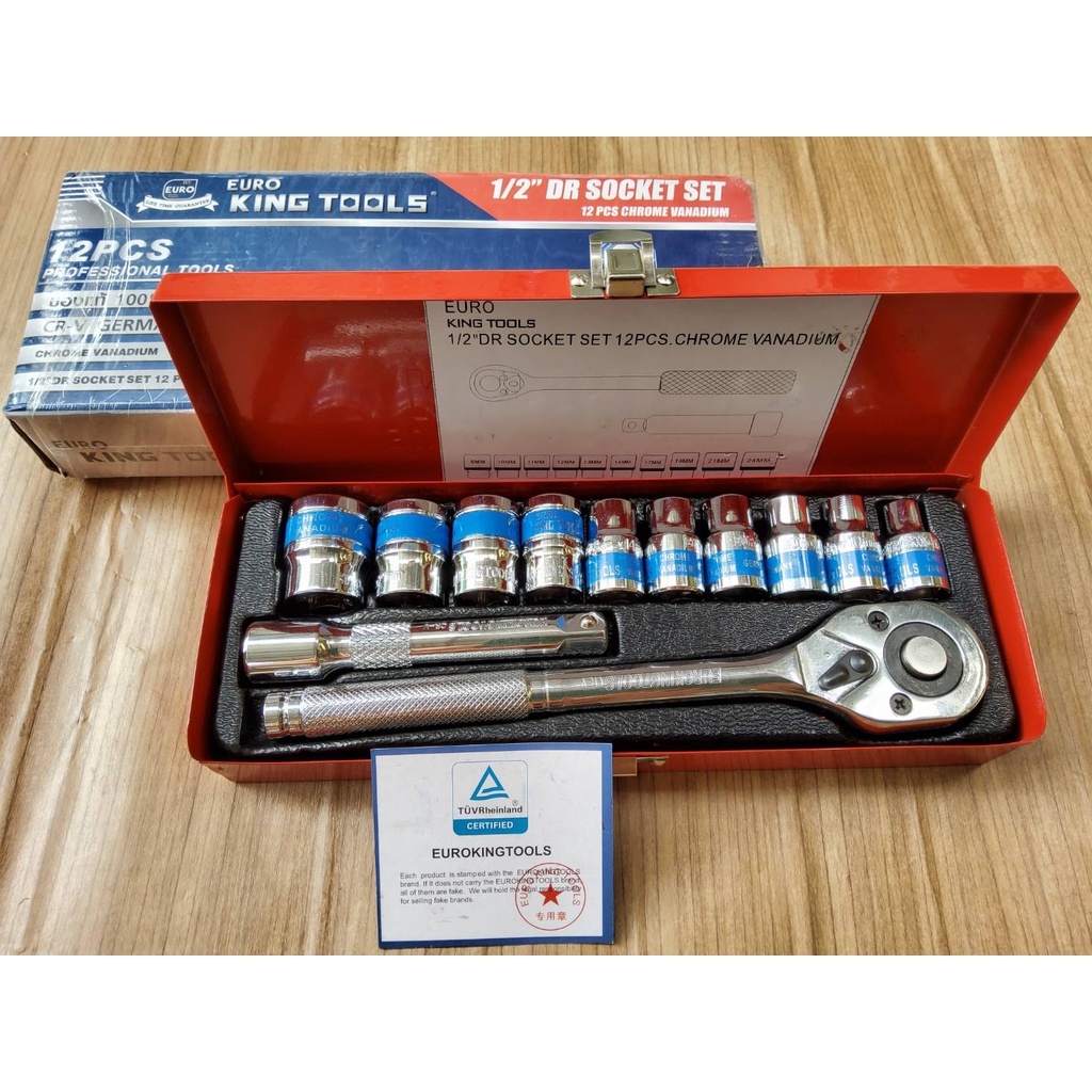 EURO KINGTOOLS ชุดบล็อก 12 ชิ้น ประแจบล็อก 12 ชิ้น ของแท้ แกน 1/2"(4หุน) 6เหลี่ยม ของแท้ มีใบรับ ...