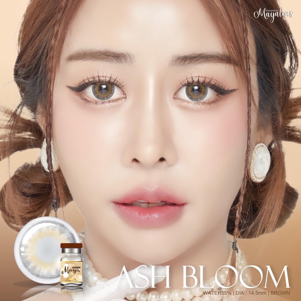 คอนแทคเลนส์🌈Ash Bloom🌈 Brown / Gray (Mayalens) ขนาดกลาง💖 | Shopee Thailand