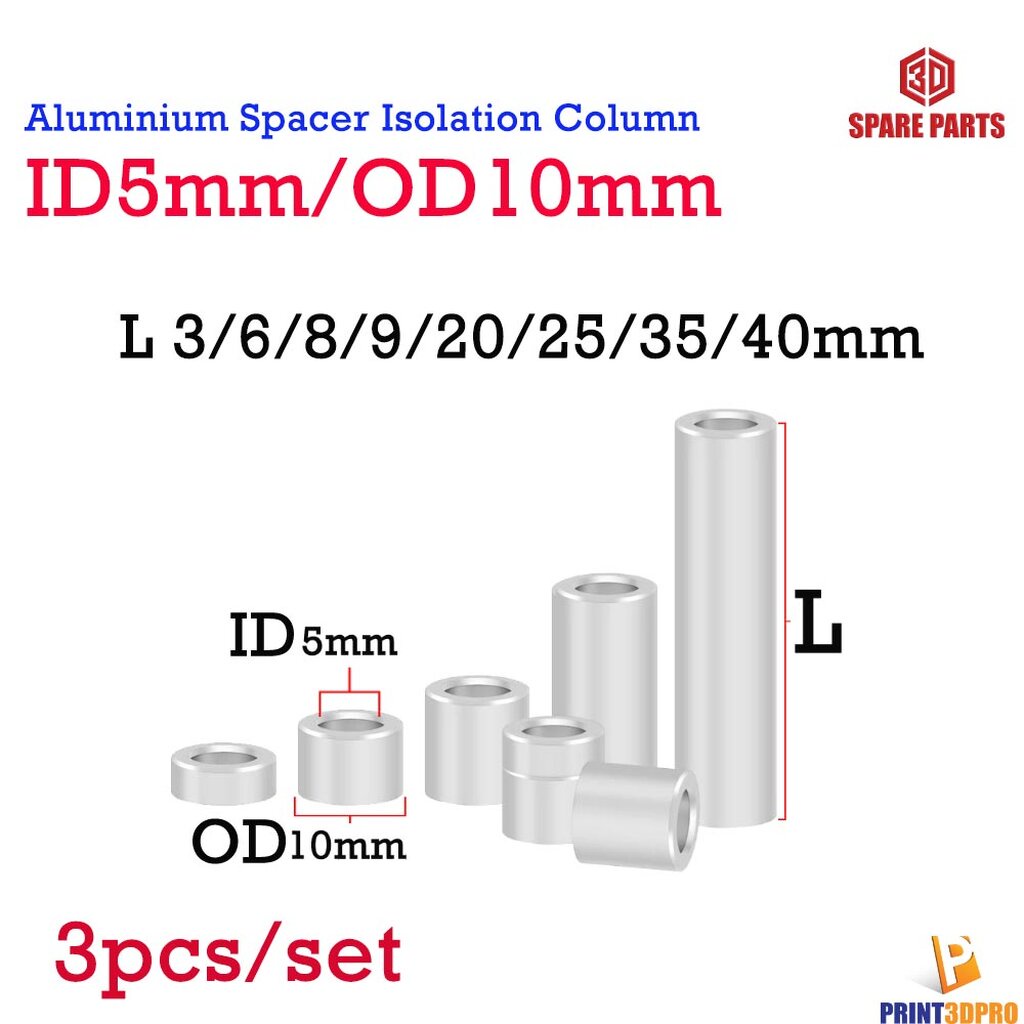 3D Printer Part ID5mm OD10mm Aluminum Spacer Column/Separation Pillar ...