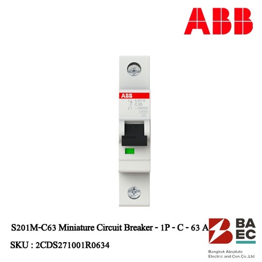 ABB S201M-C63 เซอร์กิตเบรกเกอร์ 63Amp 1P 10KA | Shopee Thailand