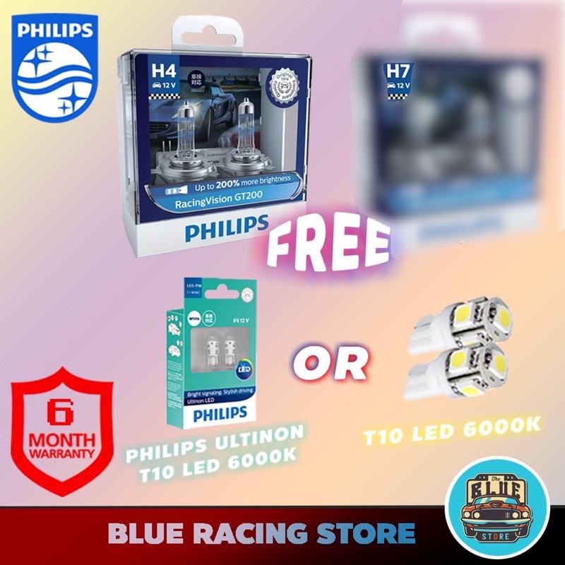 หลอดไฟหน้ารถยนต์ PHILIPS : RACING VISION ขั้ว H4 | RACING VISION GT200 ...