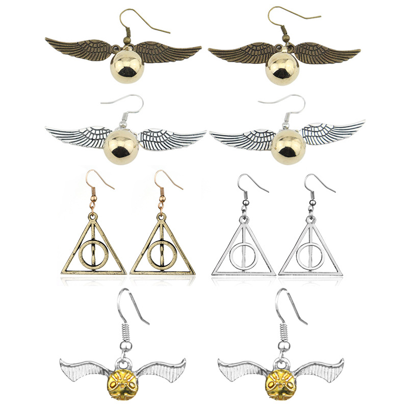Harry Potter Peripheral Golden Snitch Deathly Hallows Shape ต่างหู ...