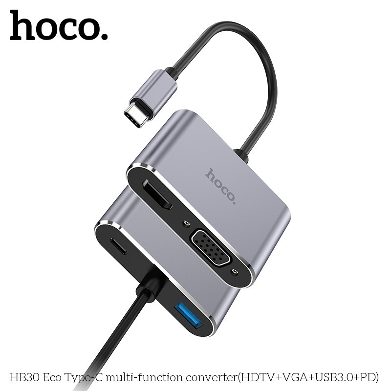 Hoco HB29 HB30 TYPE-C to HDTV VGA USB PD อุปกรณ์เชื่อมต่อส่งสัญญาณภาพ ...