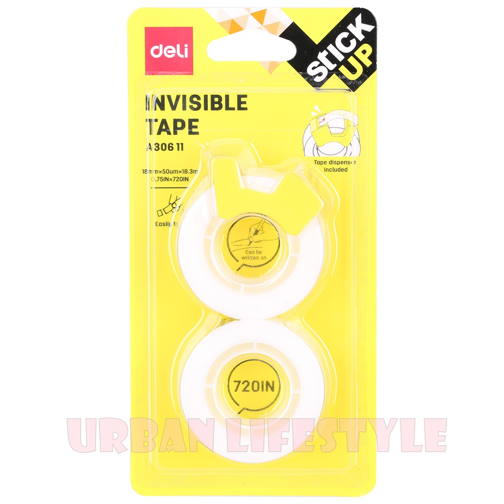Deli A30611 Invisible Tape เทปขุ่น ขนาดพกพา เขียนได้ มาพร้อมที่ตัดเทป ...