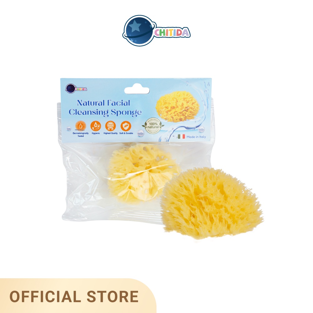 Chitida ฟองน้ำธรรมชาติแท้ 100% สำหรับล้างหน้า/เช็ดหน้าลูกน้อย ก้อนเล็ก ...