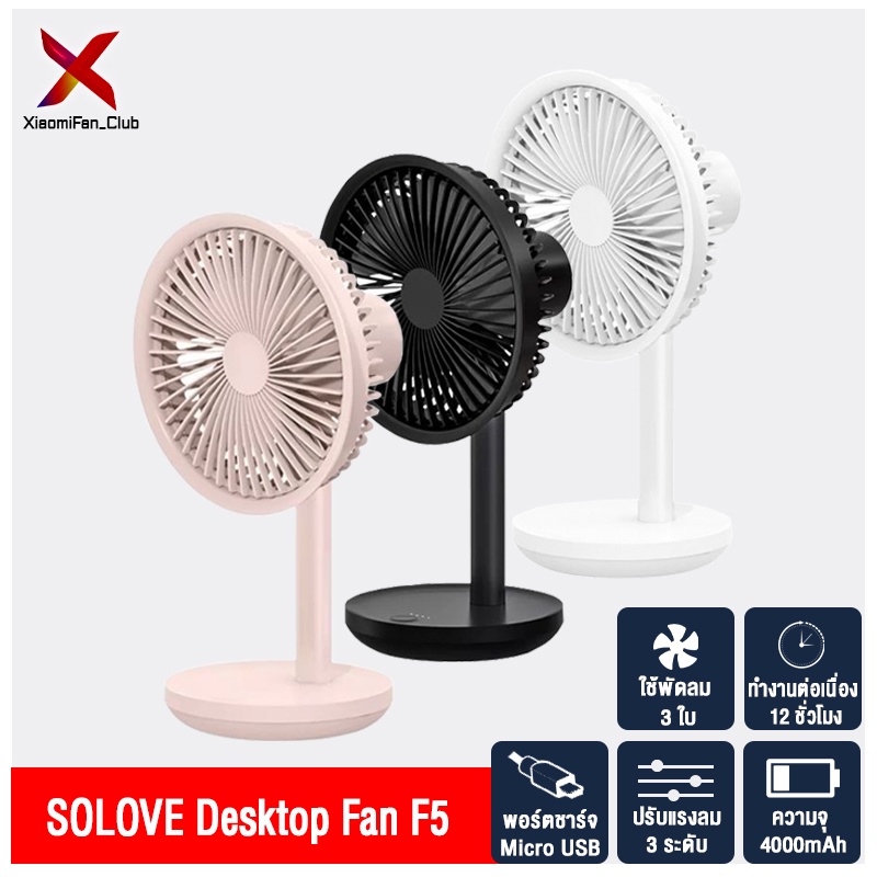 Xiaomi Solove Table Fan F5 พัดลมตั้งโต๊ะอัจฉริยะ พัดลมไร้สาย พัดลมตั้ง ...