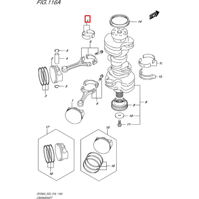 12100-98810-0A0 BEARING SET, CONNROD ชุดลูกปืนก้านสูบ เครื่องยนต์เรือซุ ...