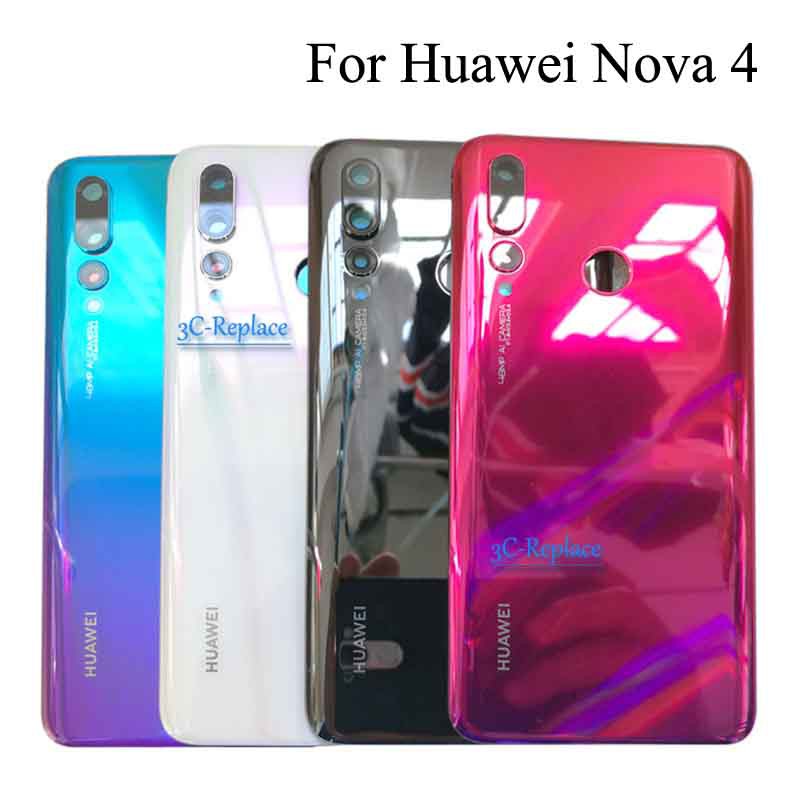 6.4 นิ้วสําหรับ Huawei Nova 4 Nova4 เปลี่ยนกระจกแบตเตอรี่ฝาหลังกรณีแบตเตอรี่ฝาครอบด้านหลังพร้อม ...