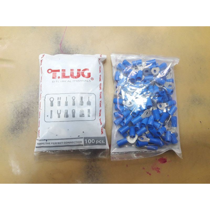 หางปลาทองแดงกลมปลอกหุ้มน้ำเงิน RF2.5-3 RF2.5-4 RF2.5-5 ยี่ห้อ T.LUG ยี่ห้อดัง เลือกขนาดได้ ...