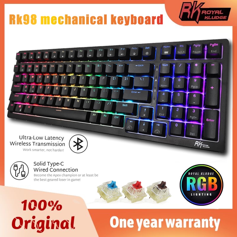 Royal Kludge RK98 Hot-swappable Wireless Mechanical Keyboard with ...