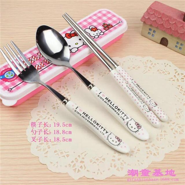 ช้อนส้อมสแตนเลส ลายการ์ตูน Hello Kitty Minion Frozen Doraemon ของใช้บน ...