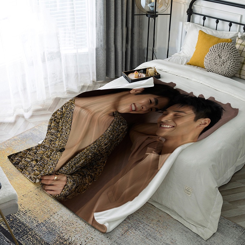 Kinnporsche ผ้าห่มสักหลาด 4 ขนาด ผ้าห่มเครื่องปรับอากาศ ผ้าห่มงีบหลับ ซีรีส์ไมล์ & Apo ด้านเดียว ...