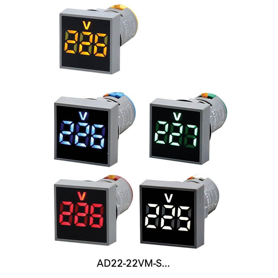 QUBIX LED Voltmeter 110-500 VAC Pilot Lamp AD22 โวลท์มิเตอร์ LED ...