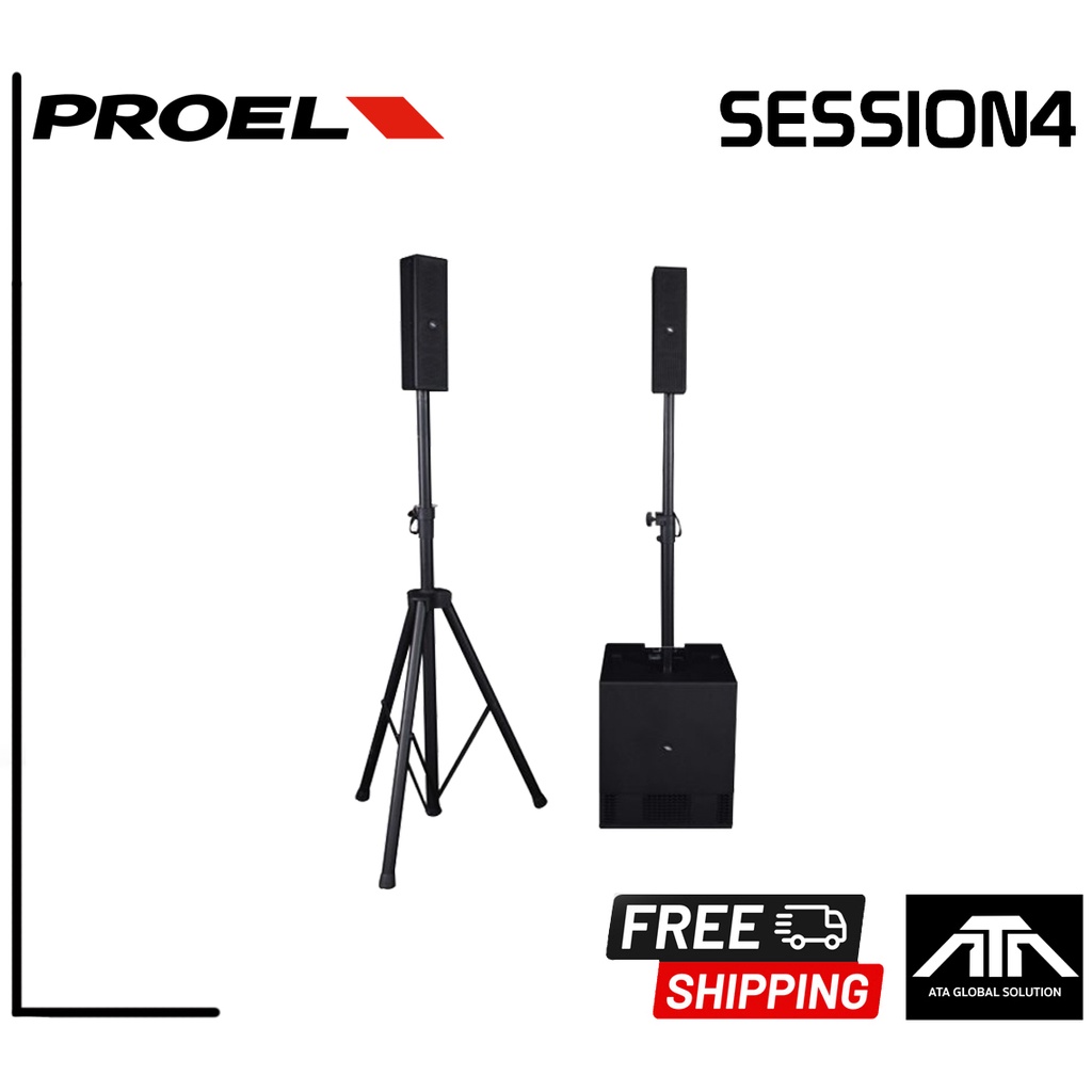 PROEL Session 4 | ชุดลําโพงคอลัมน์ 8x2.75 นิ้วและซัพวูฟเฟอร์ 2×6.5 นิ้ว ...