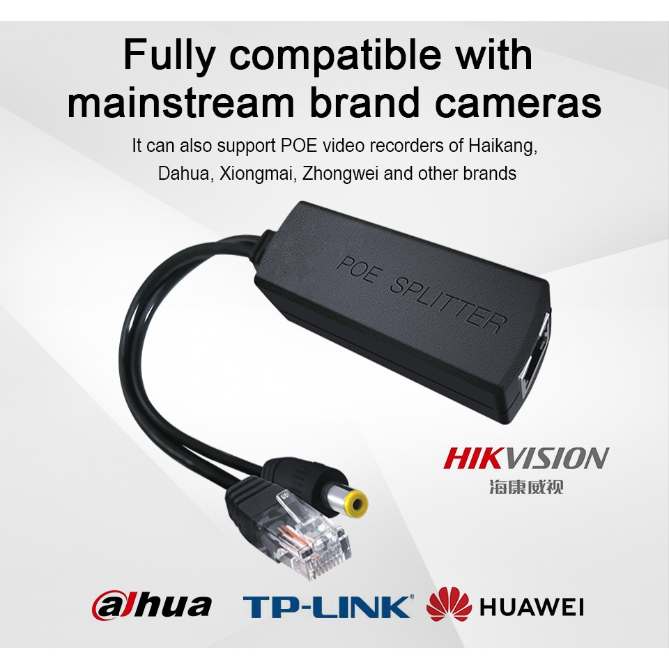 POE Splitter with 48V DC Step-Down to 12V แปลง 48v to 12v /POE 48V เป็น ...