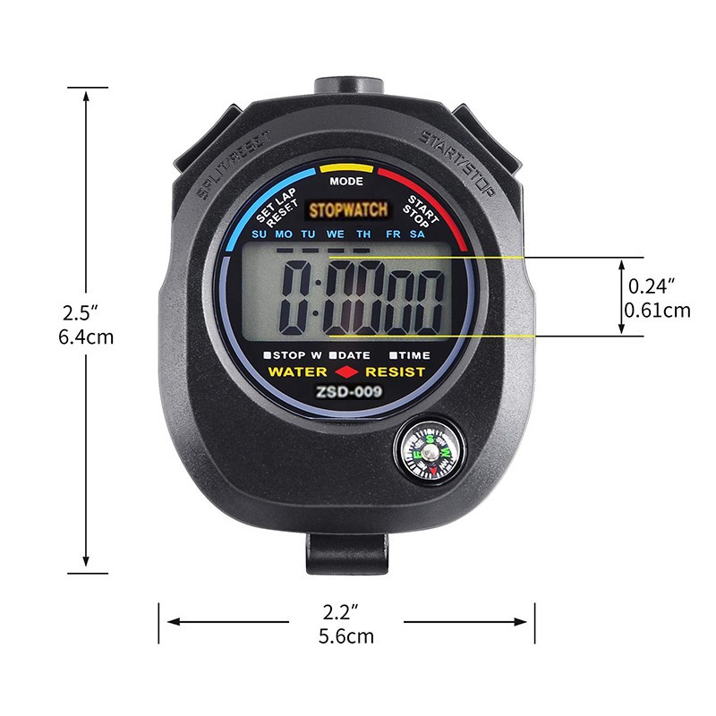 นาฬิกาจับเวลา รุ่น ZSD-009 Digital Sports Stopwatch Stop Watch เข็มทิศ | Shopee Thailand