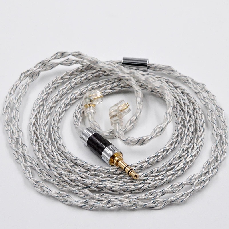KZ Earphone Cable 8 Core Silver Blue Hybrid 784 cores Silver plated ...