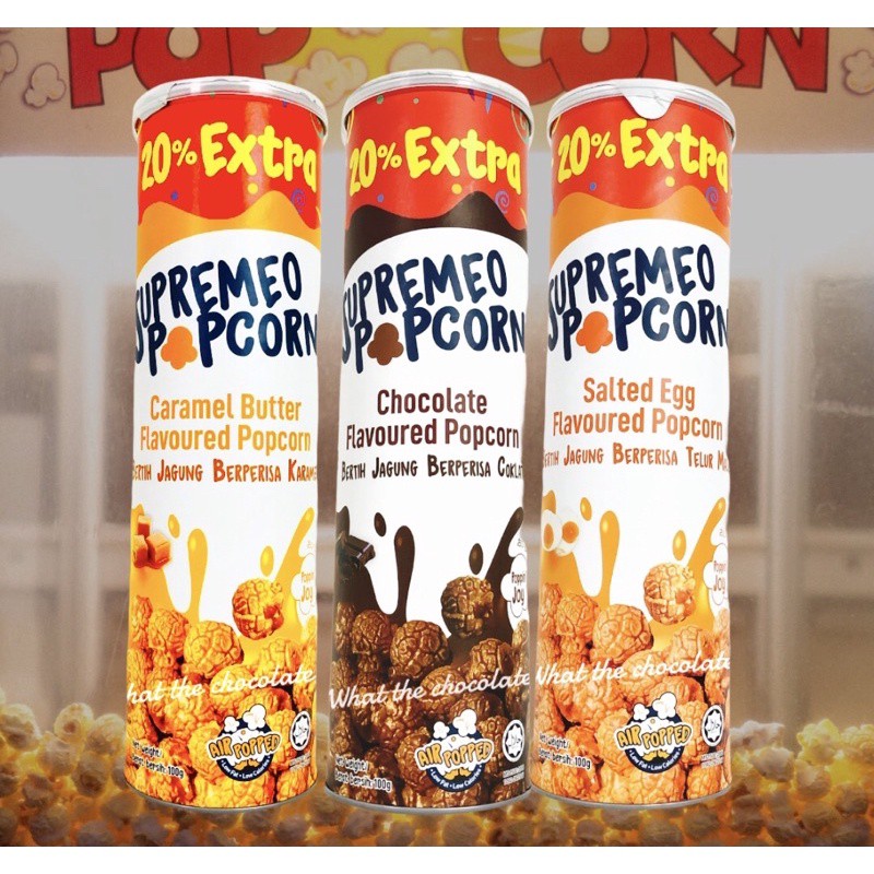 SUPREMEO POPCORN Caramel Butter 100g.ป๊อบคอร์นกระป๋อง รส คาราเมล ขนม ...