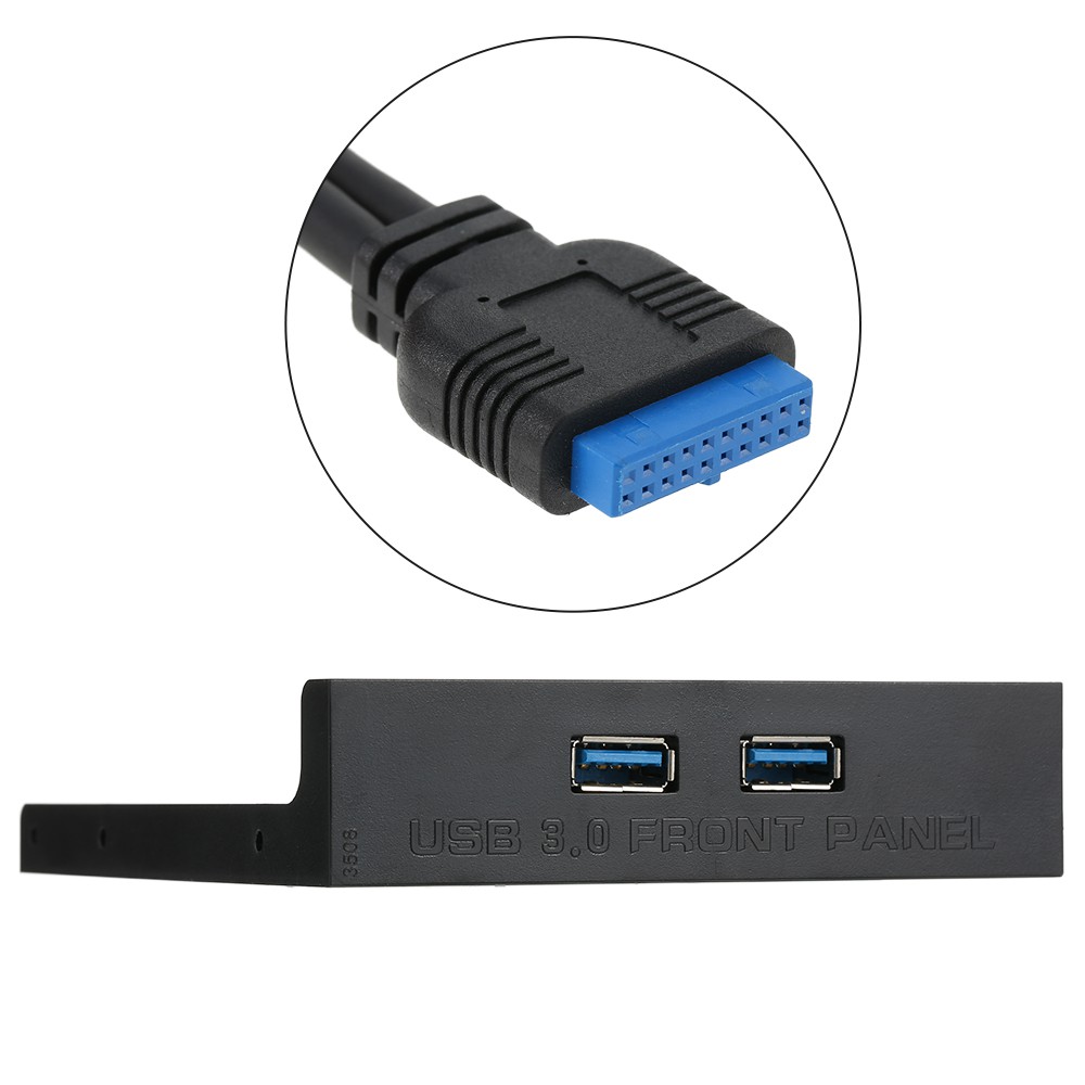 New USB 3.0 Front Panel Hub 2 Port Expansion Bay 20 Pin to USB3.0 60cm ...