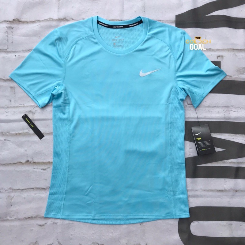 ของแท้!! Nike Running Dri-fit Miler Short Sleeve “Light Blue” | Shopee ...