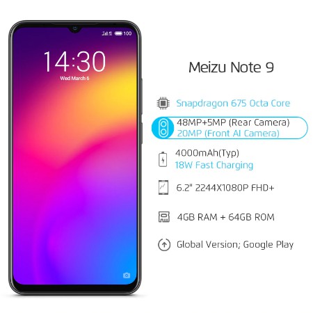 โทรศัพท์มือถือเกมมิ้ง Meizu Note 9 แรม 4GB รอม 64GB Snapdragon 675 | Shopee Thailand