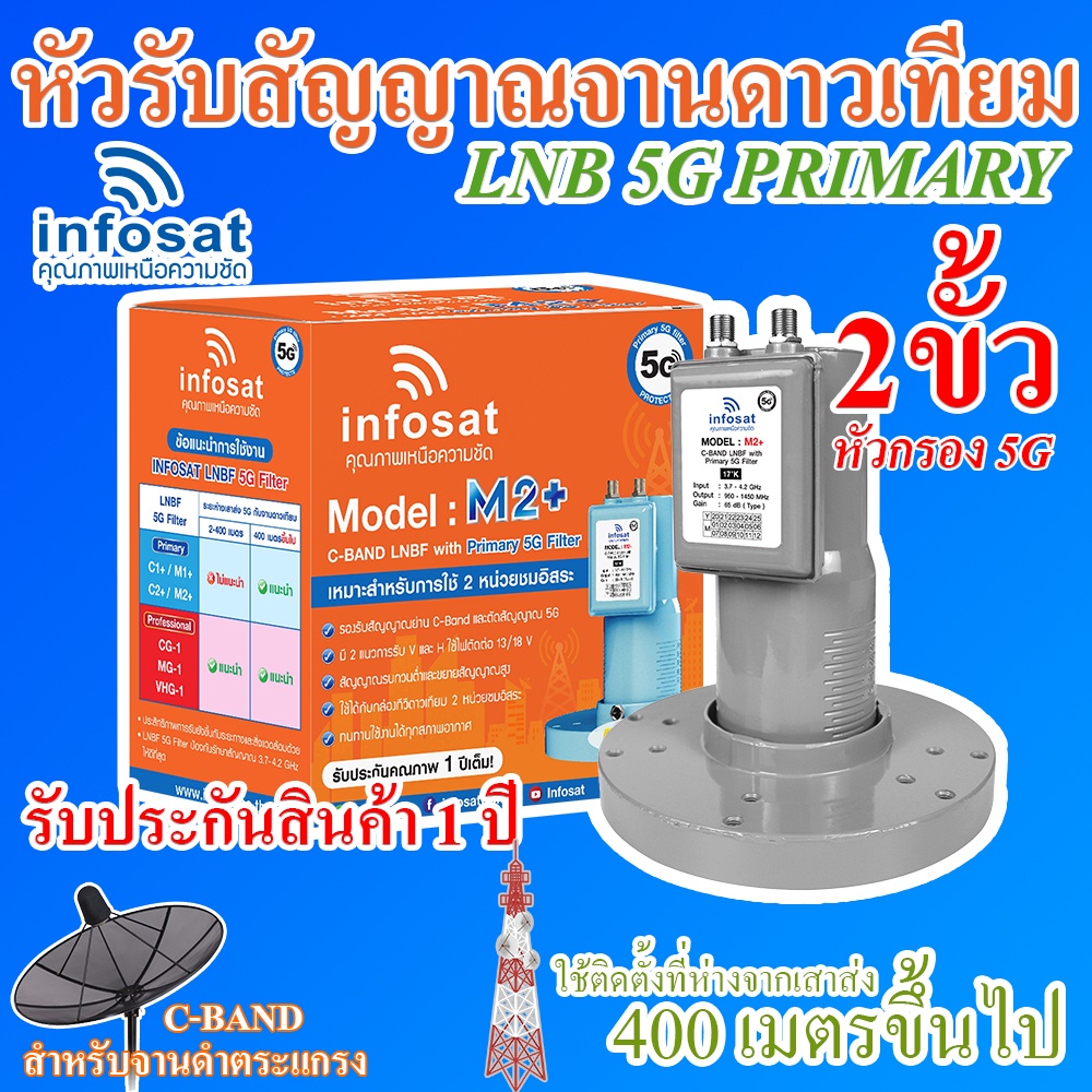 หัวรับสัญญาณจานดาวเทียม กรอง5G INFOSAT 2ขั้ว รุ่น M2+ | Shopee Thailand