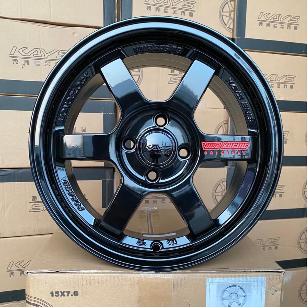 ล้อ TE37 หยอดแดง 15x7.0 4x100 ET35 ทั้งหมด 4 สี สีน้ำตาล สีเทากัน สีขาว สีดำ งานKAYS 4วง ...