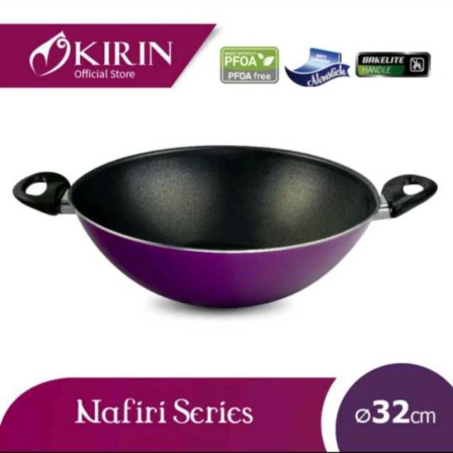 ข้อเสนอพิเศษWok wajan penggorengan kirin ungu nafiri teflon anti lengket | Shopee Thailand