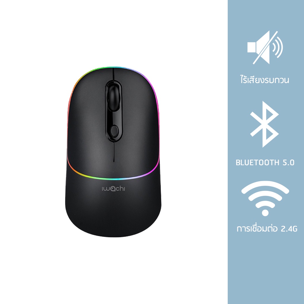 IWACHI เมาส์ I3 ไร้สาย เสียงเงียบ คอมพิวเตอร์ รองรับการเชื่อมต่อ 10 ...